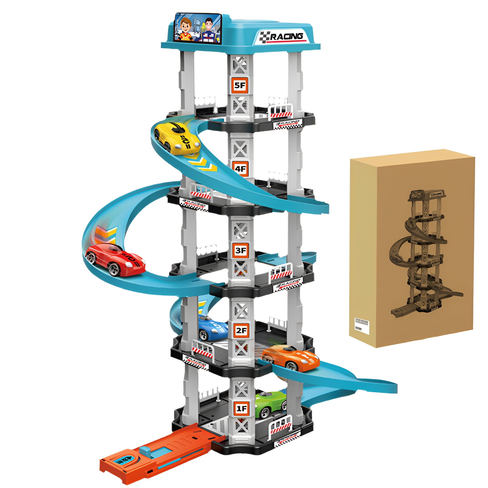 BESTSKY Race Tracks for Kids Ages 4-8,Manual Lifting Kids Car Track Set ...