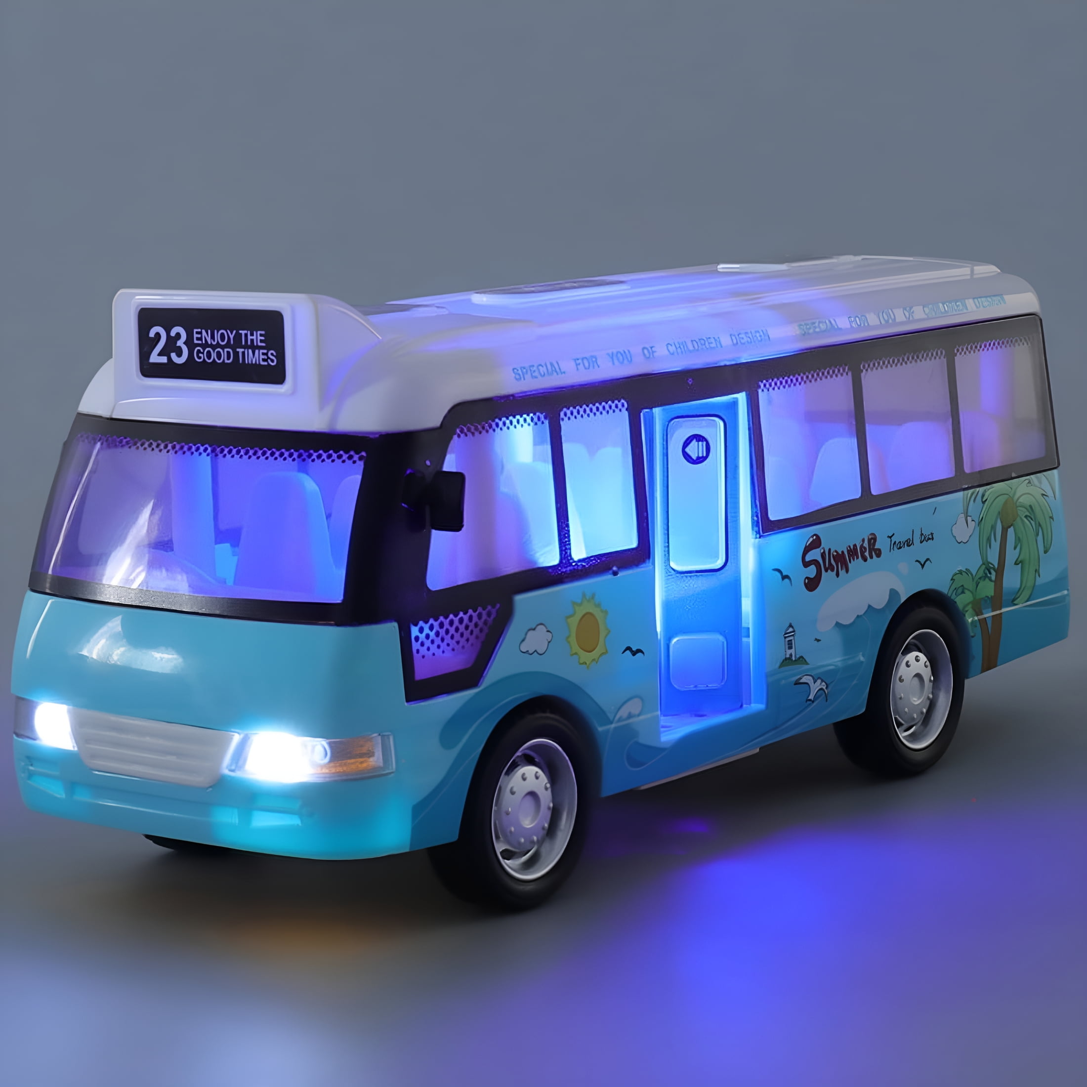BESTSKY School Bus Sound Light Tour Bus Model Toy Diecasts Vehicles ...