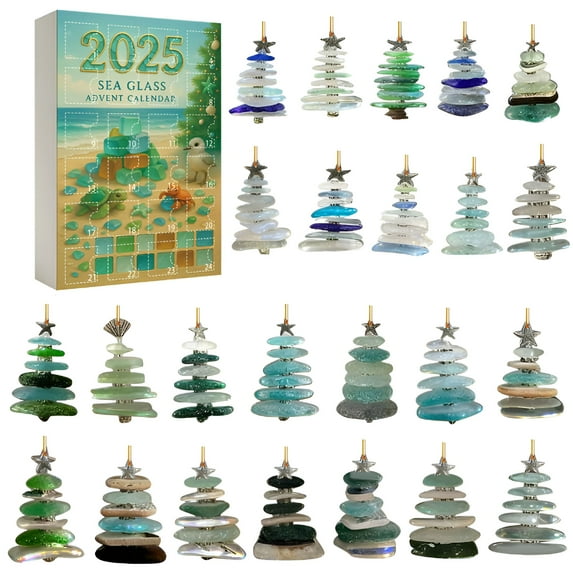 BESTSKY Sea Glass Christmas Advent Calendars 2025 24 Piece Unique ...