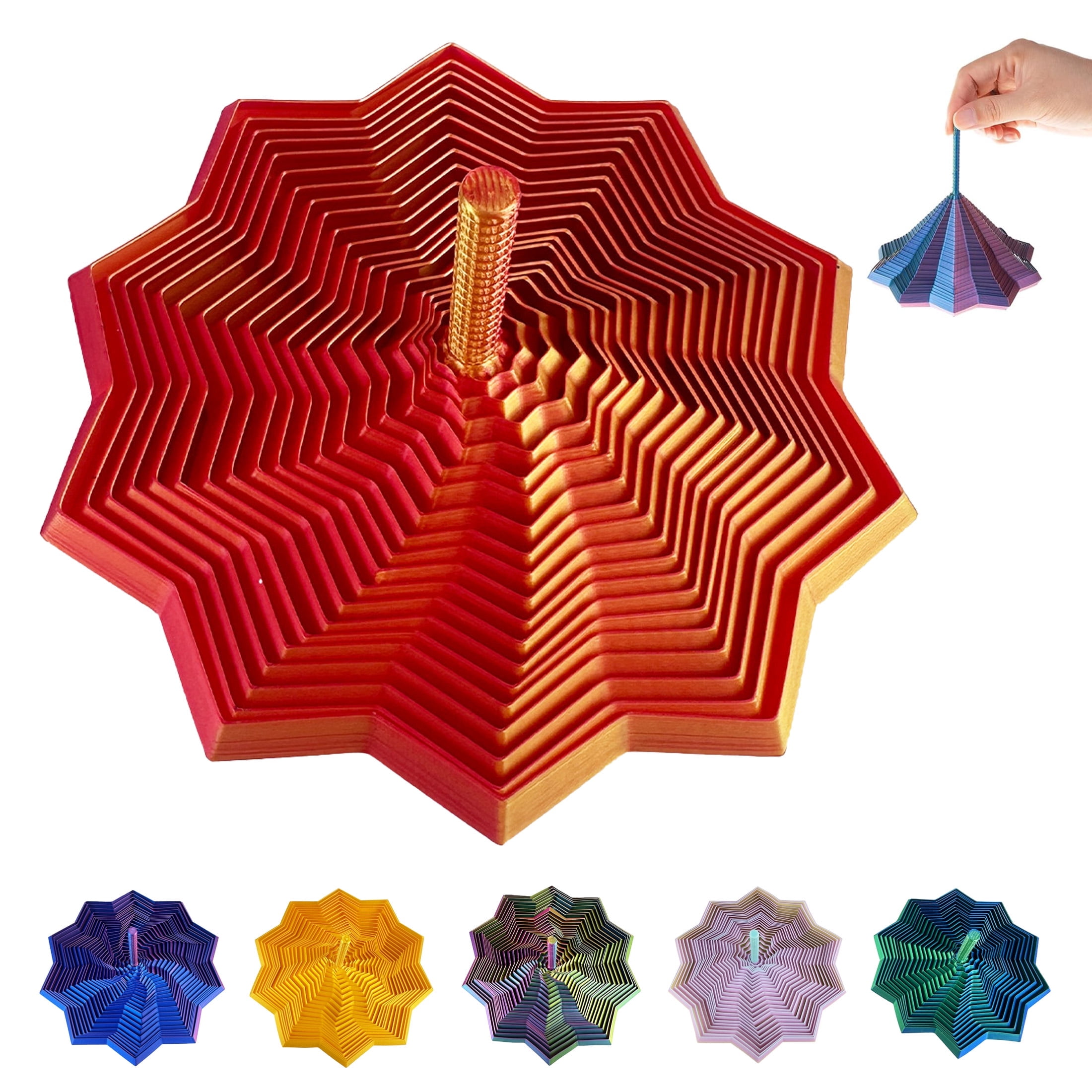 BESTSKY Sensory Fidget Star 5" Laser Red-Gold,3D Printed Fidgets Spiral ...