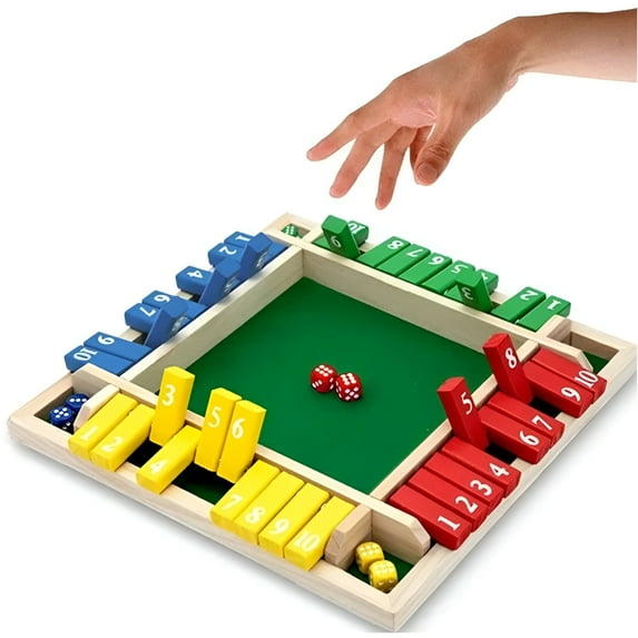 BESTSKY Shut the Box Dice Game, 2-4 Player Family Wooden Board Table ...