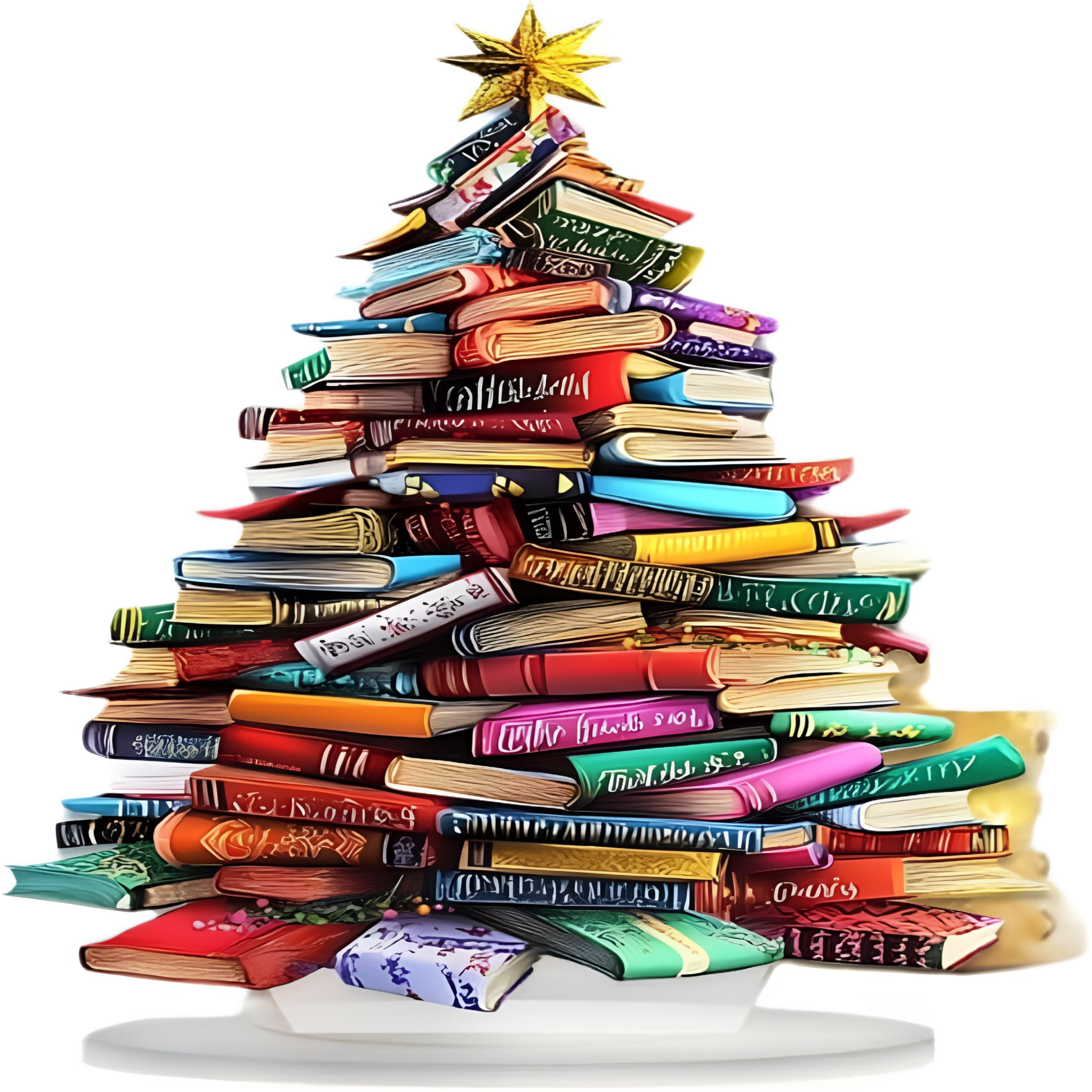 BESTSKY Stack of Books Christmas Trees Signs, Desktop Tree Ornament ...