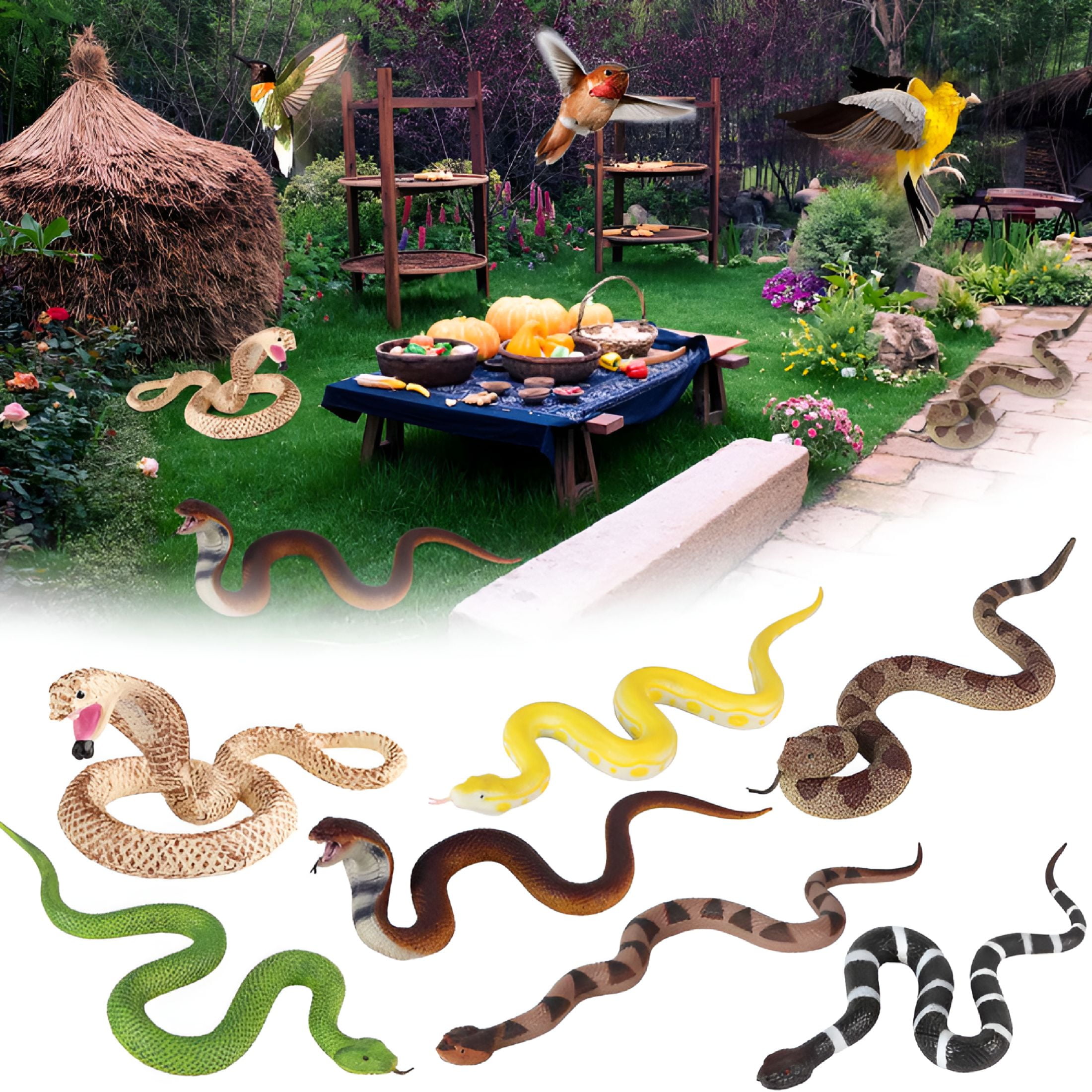 BESTSKY Super Realistic Rubber Snake Drives Away Birds Realistic TPR ...