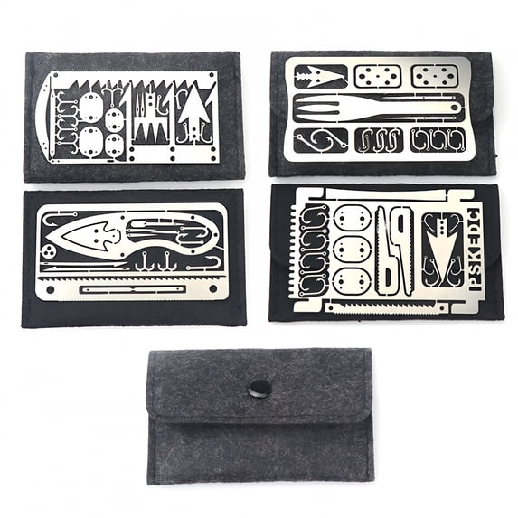 BESTSKY Survival Card Camping Multi Tool Felt Cloth Fishing Hiking ...