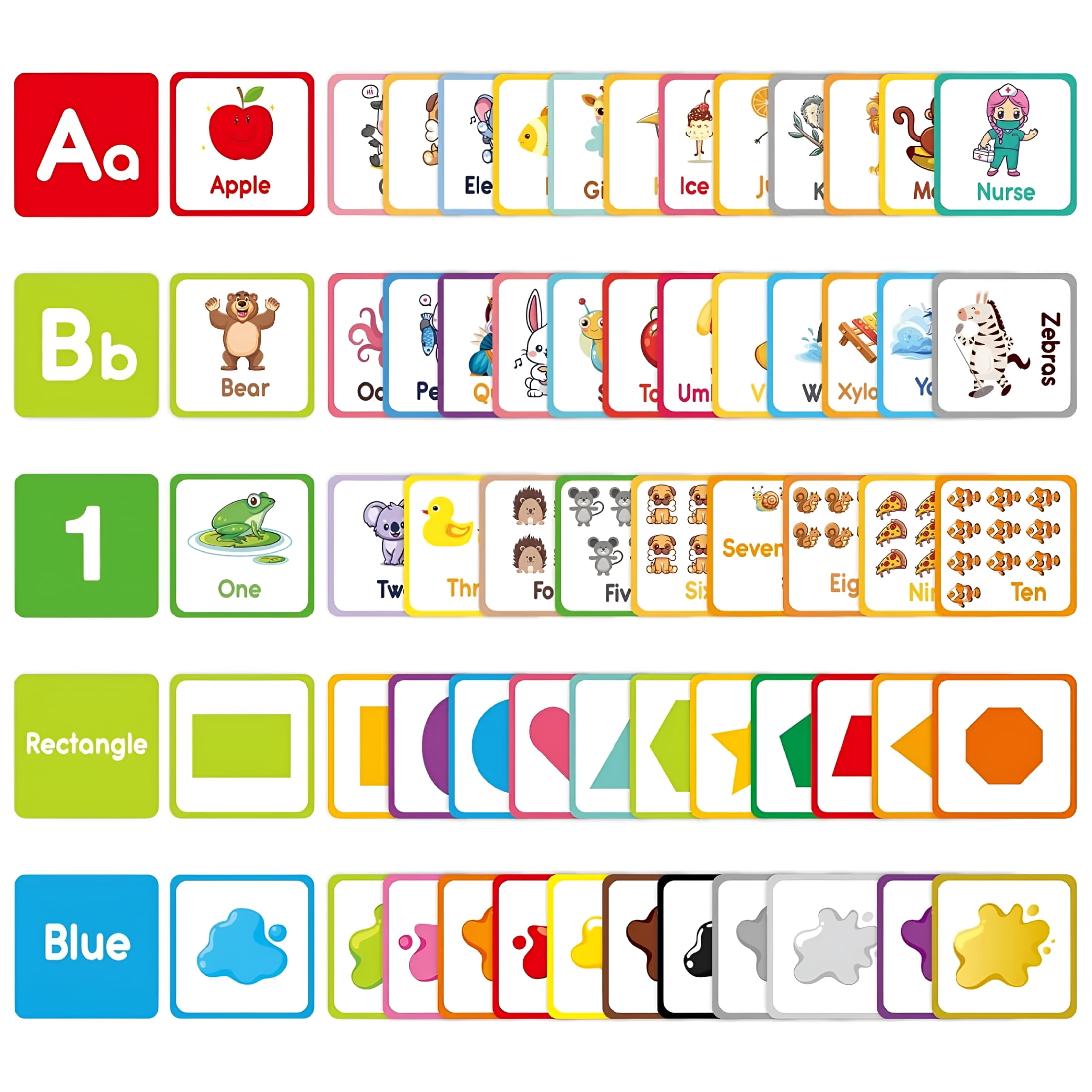 BESTSKY Toddler Flash Cards,Letters,Colors,Shapes and Numbers,Baby ...