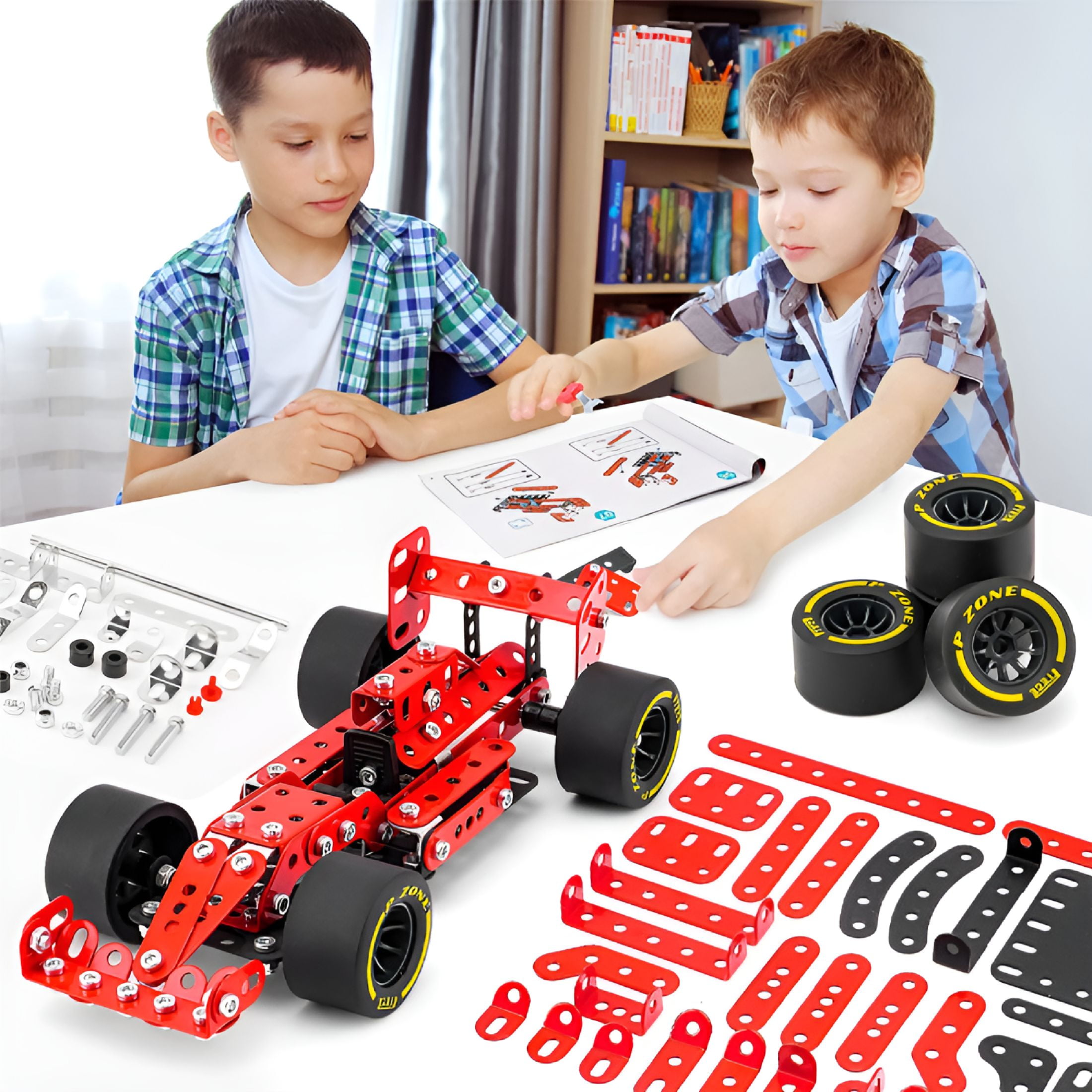 BESTSKY Toys For Low Age Boys Building Car Metal Model Kits STEM ...