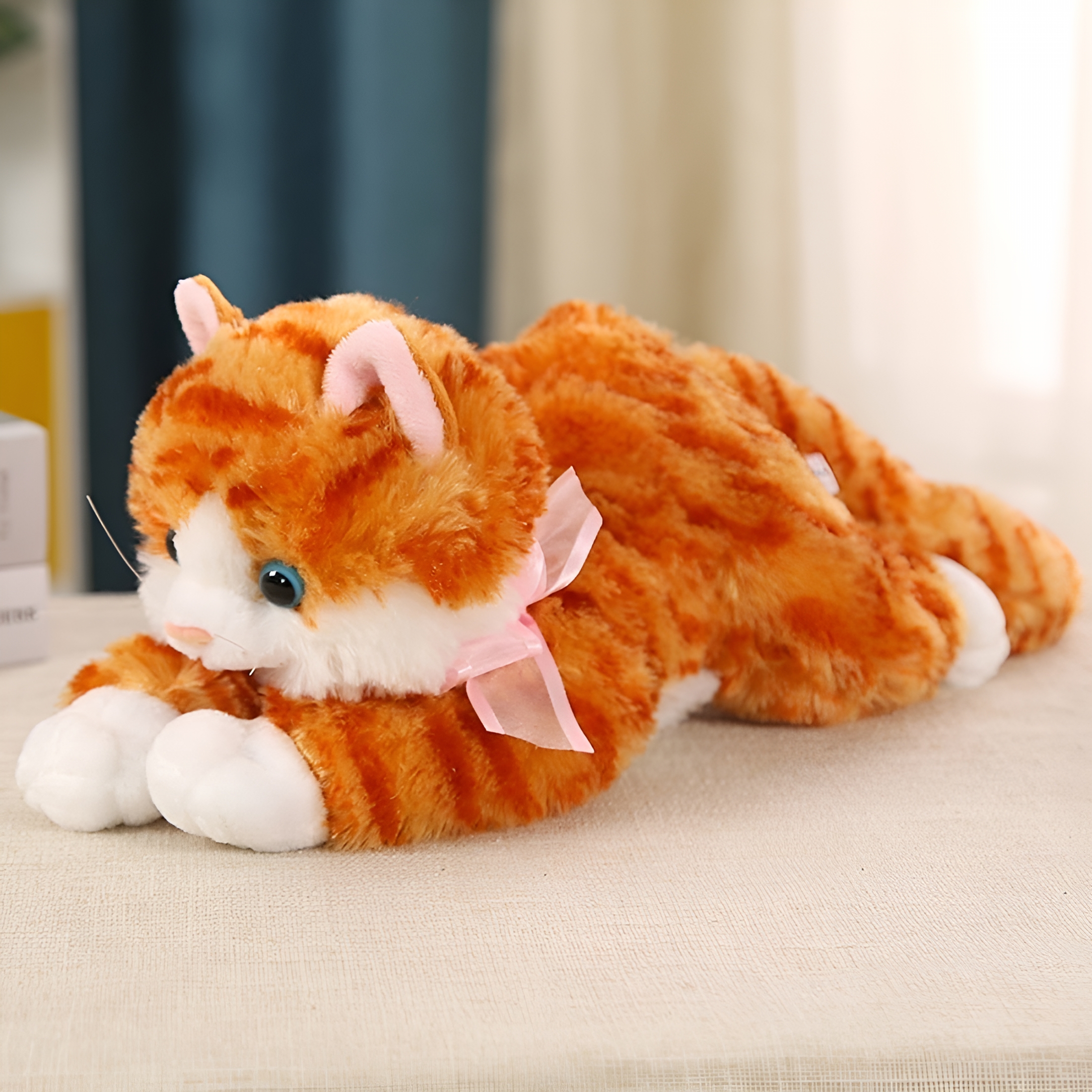 BESTSKY White Cat Stuffed Animal Realistic Toy Super Soft Kitten Cuddly ...