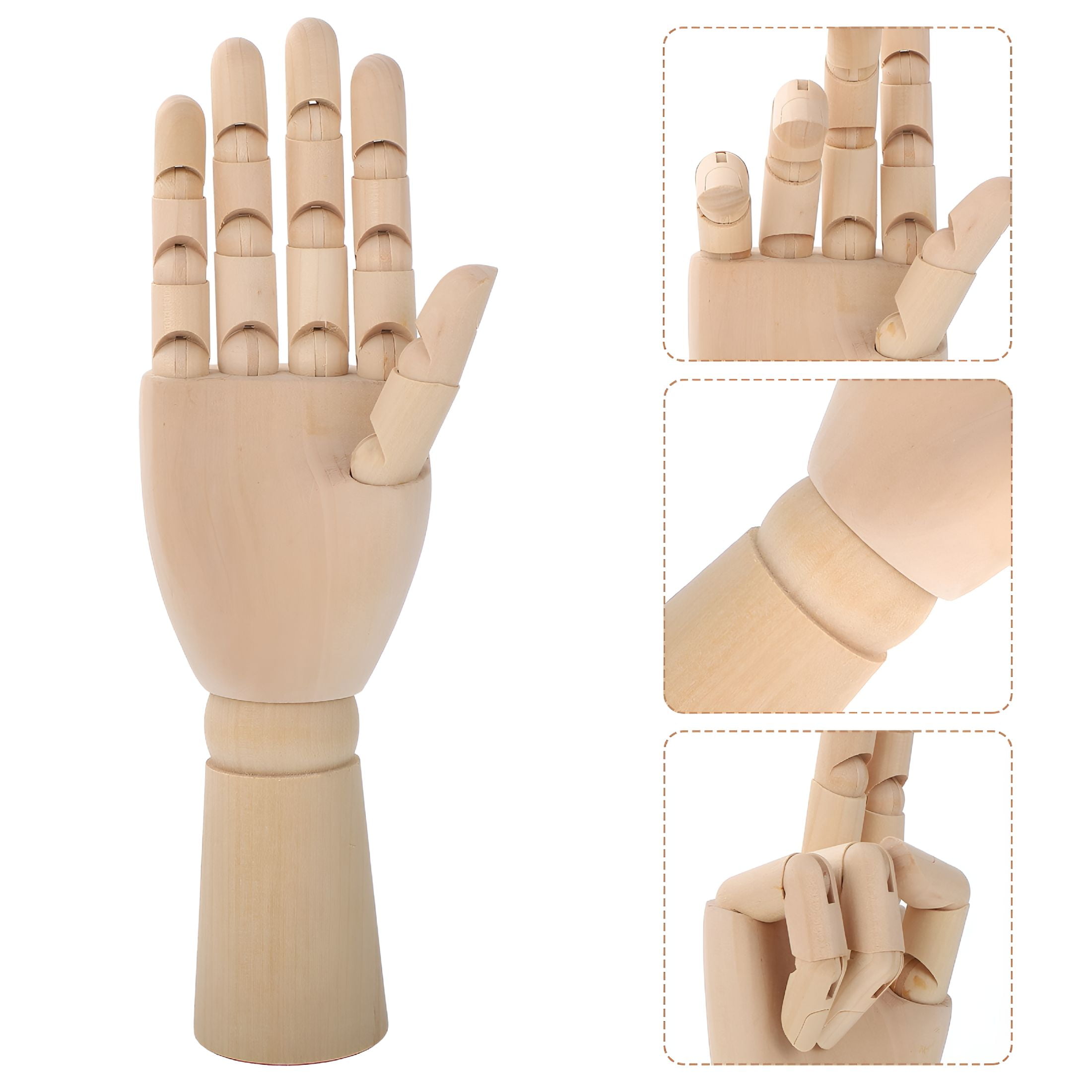 BESTSKY Wood Hand Models Wooden Hand Model Flexible Moveable Fingers ...