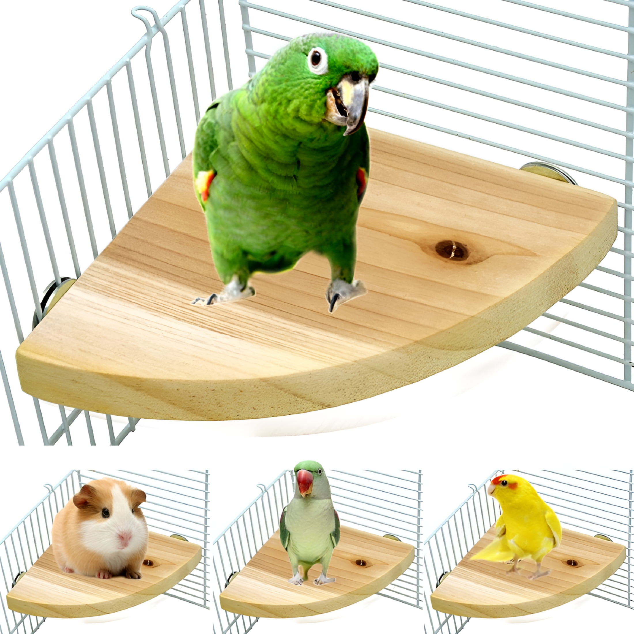 BESTSKY Wood Perch Bird Platform Parrot Stand, Playground Cage ...
