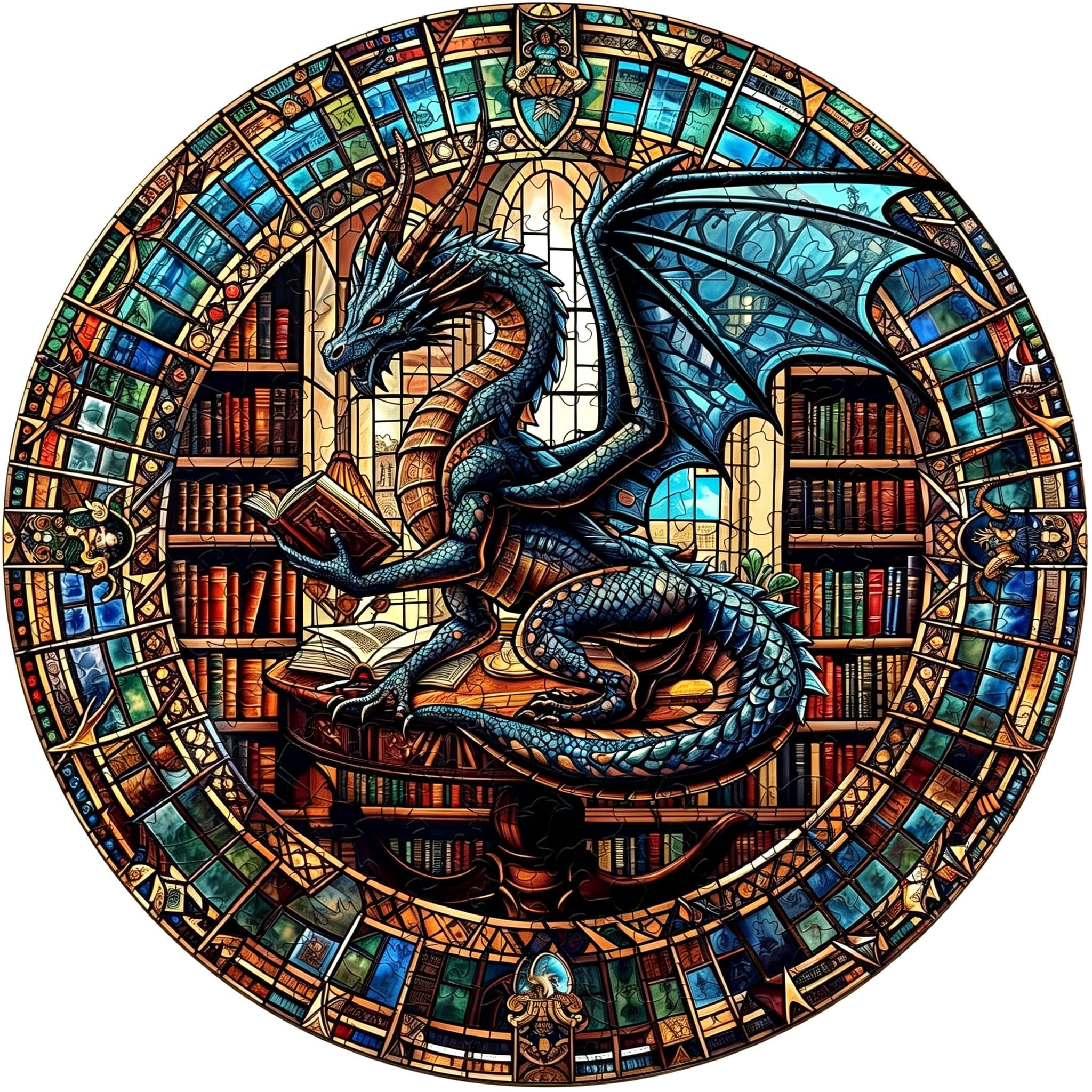 BESTSKY Wooden Puzzles for Adults-Dragon Library Wooden Jigsaw Puzzle ...