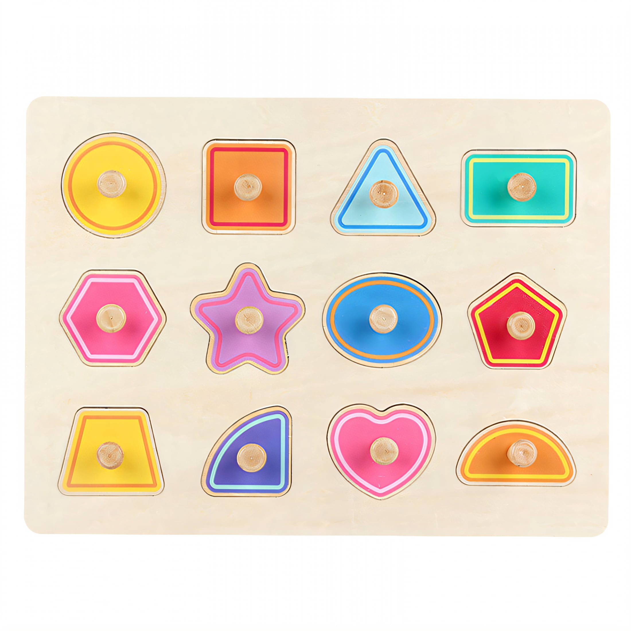 BESTSKY Wooden Puzzles for Toddlers 1-3,Poplarwood Peg Board Shapes ...