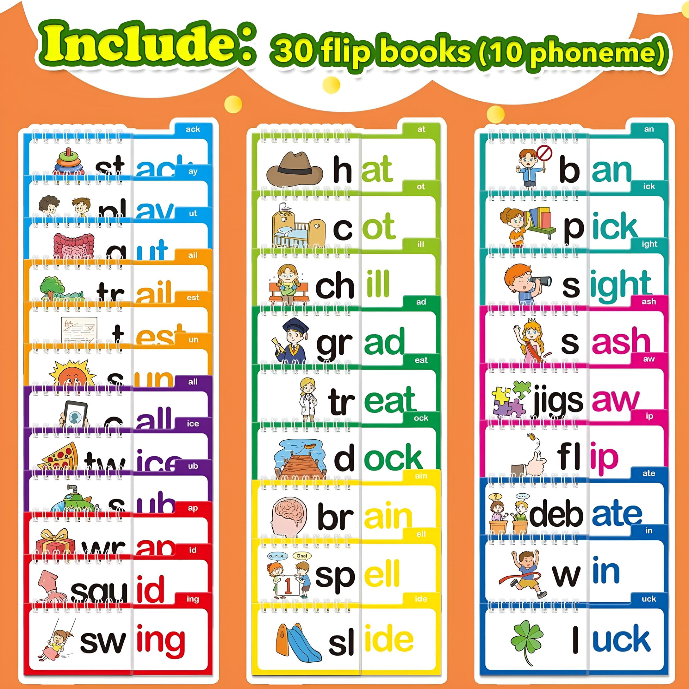 BESTSKY Word Families,Letter Sounds Flash Cards,ABC Vocabulary Flash ...