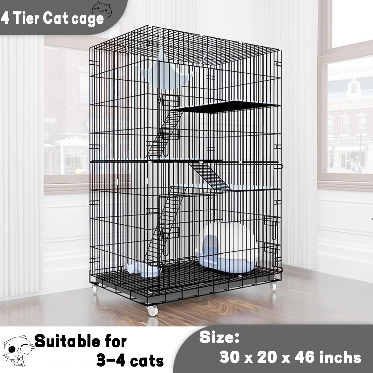 Dextrus Cat Cage Cat Enclosures Cat Kennel with Extra Large Hammock for ...