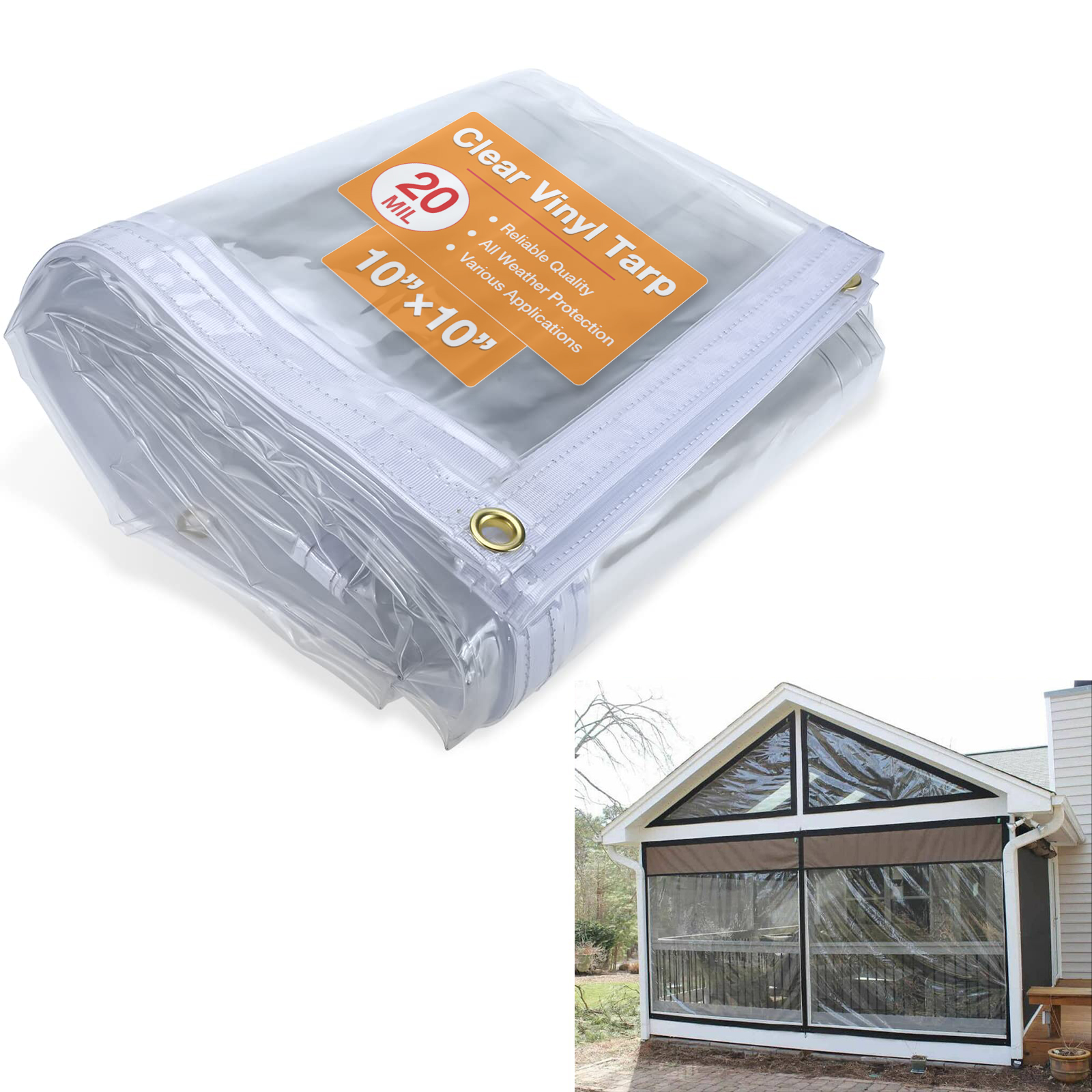 8 Ft. x 8 Ft. Heavy Duty Clear Poly Tarp - 10 MIL, Waterproof - Walmart.com