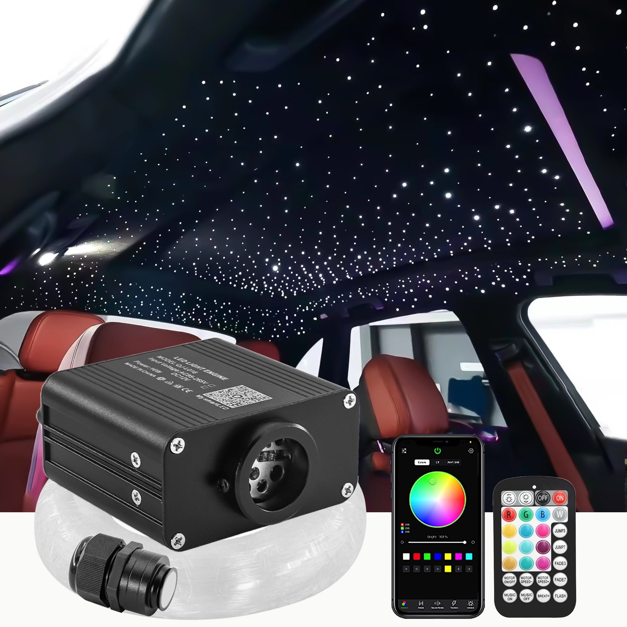 BESTUND 16W 400pcs*0.03in*9.8ft Twinkle Starlight Headliner Kit Fits ...