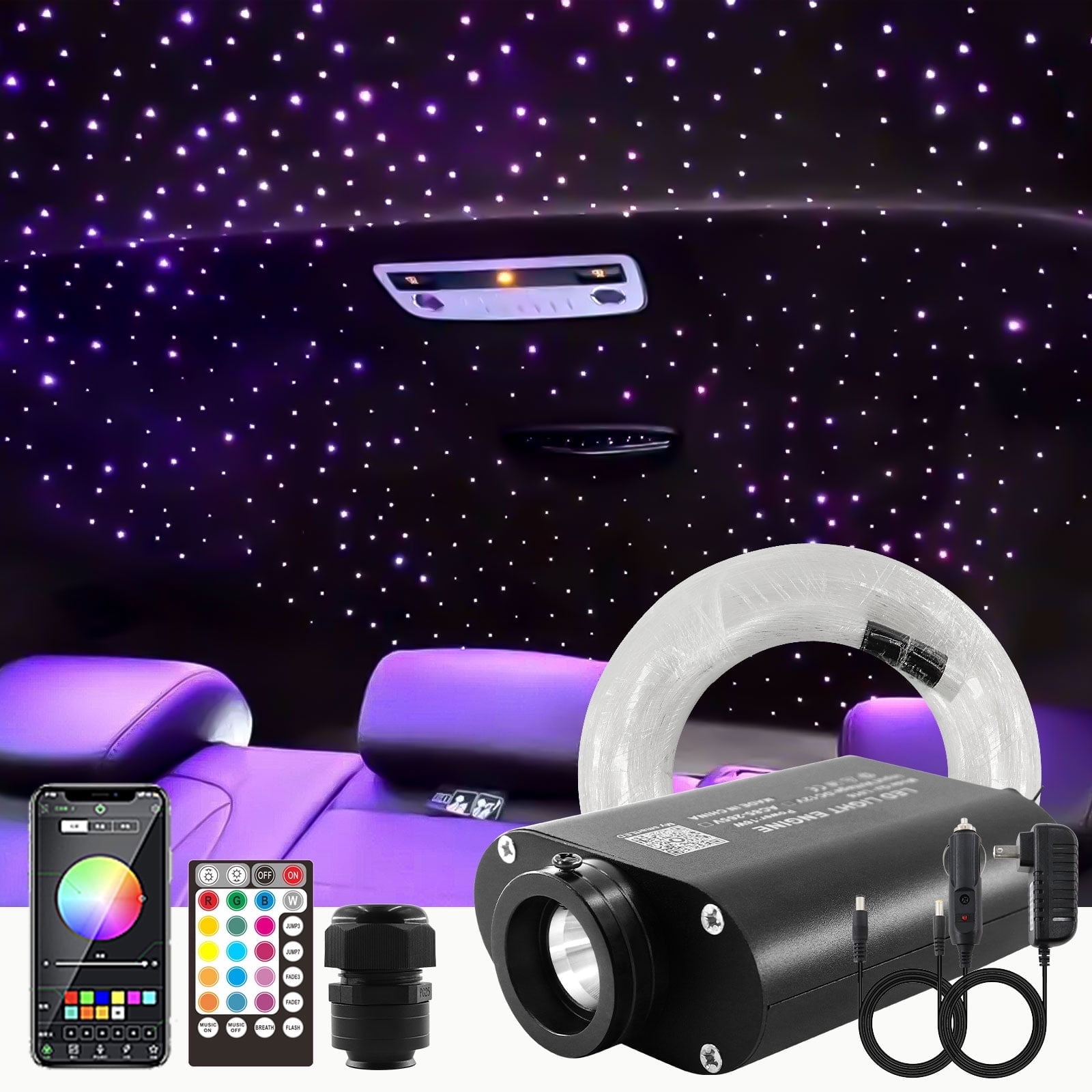 BESTUND 16W Sound Activated Starlight Headliner Kit 500pcs of (0.03in+0 ...