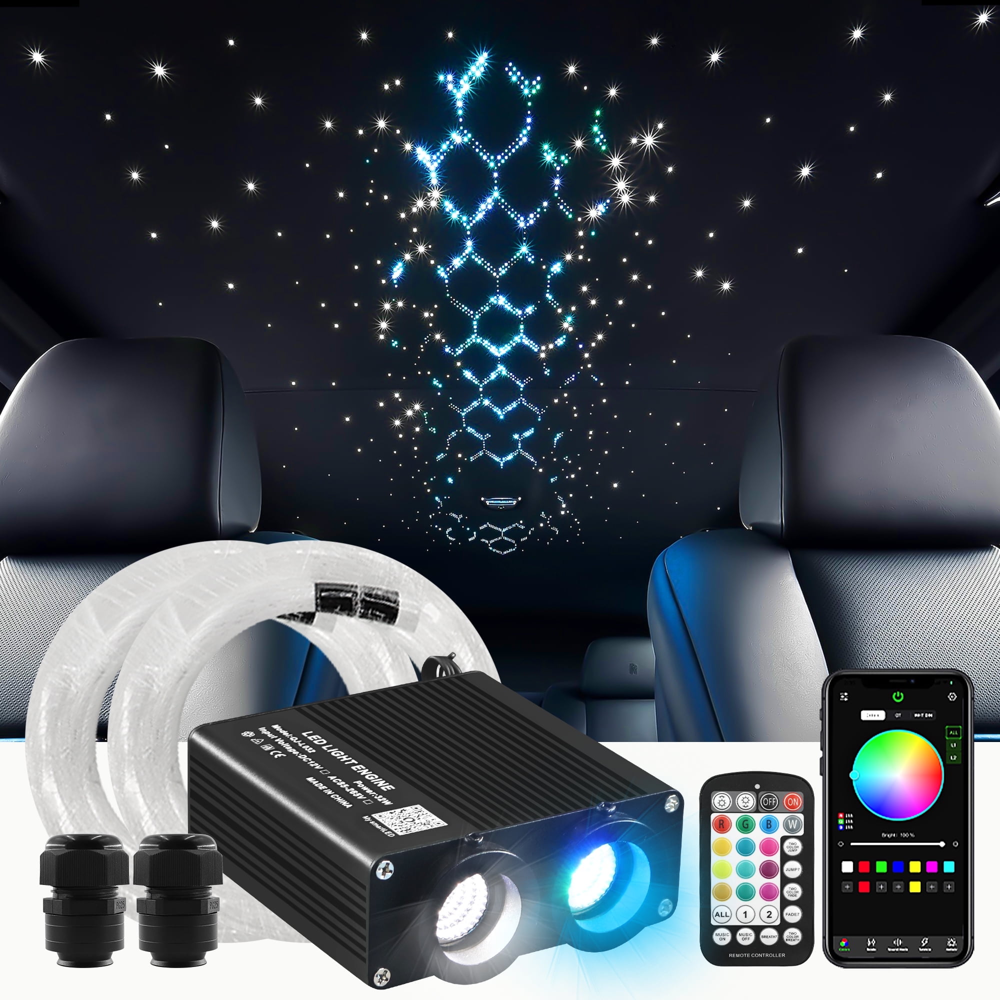 BESTUND 32W New Upgraded Dual Color Starlight Headliner Kit 700pcs*0 ...