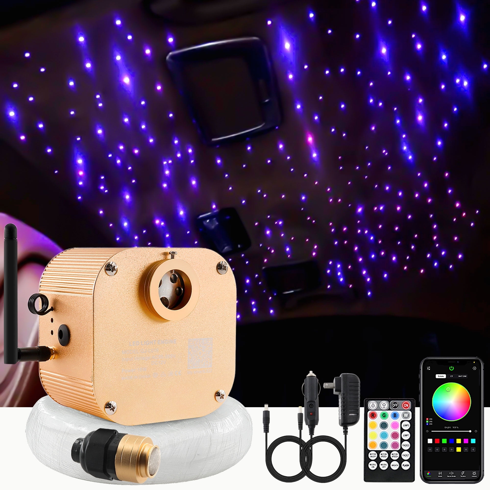 BESTUND Twinkle Starlight Headliner Kit 16W Fiber Optic Lights 350pcs ...