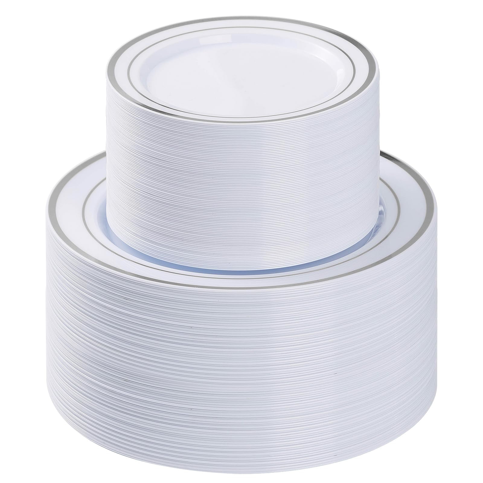 BESTVIP 200PCS Silver Plastic Plate, Disposable MTN1 Party Plates with ...