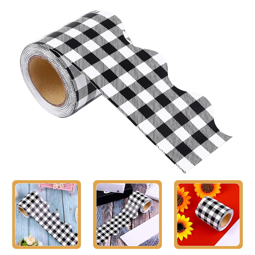 BESTYASH 1 Roll Multi Color Grid Pattern Bulletin Board Border Sticker ...
