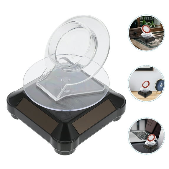 BESTYASH Rotating Jewelry Display Turntable Solar Powered Black Plastic ...