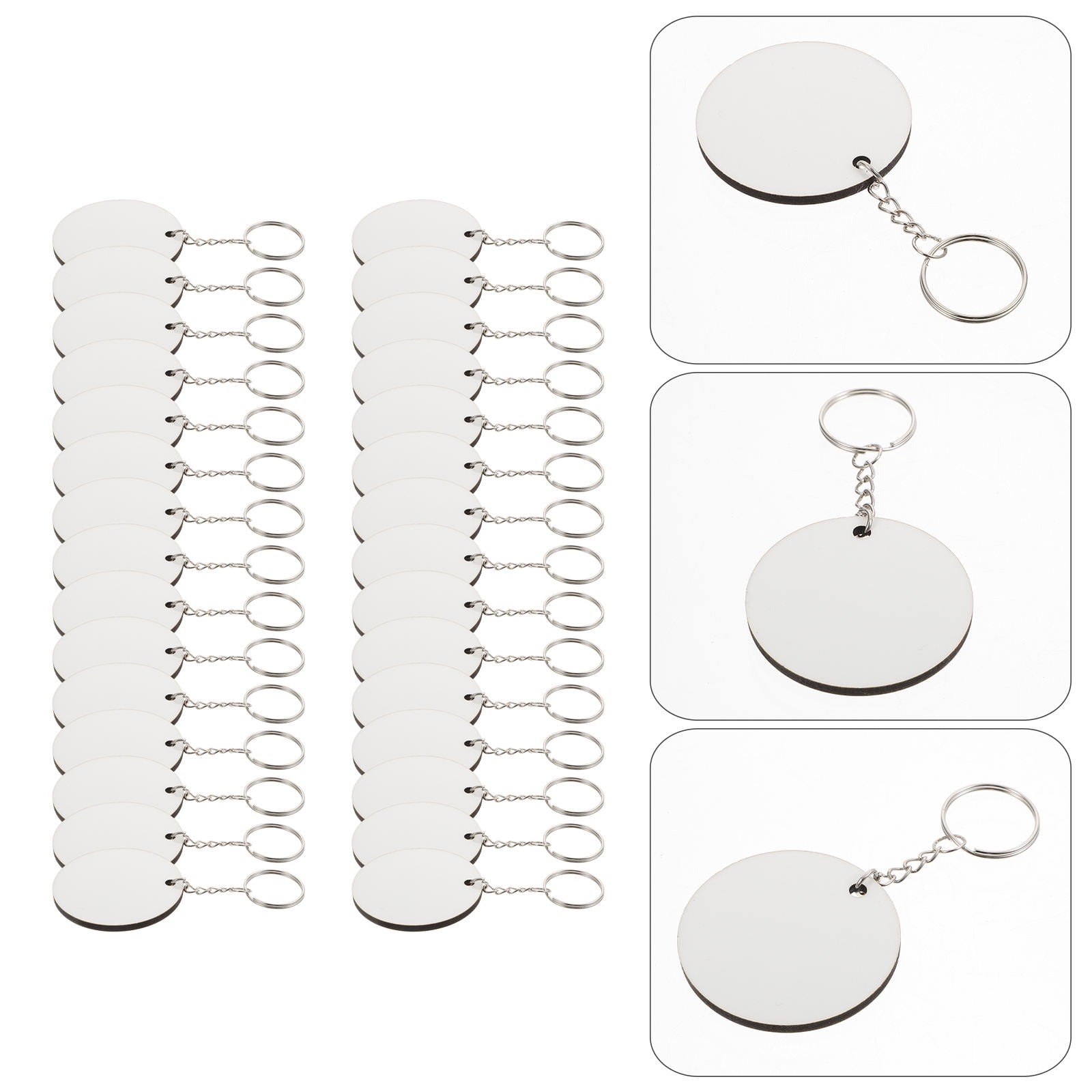 BESTYASH 1 Set Thermal Transfer Keychain Tags Blank Keychains White ...