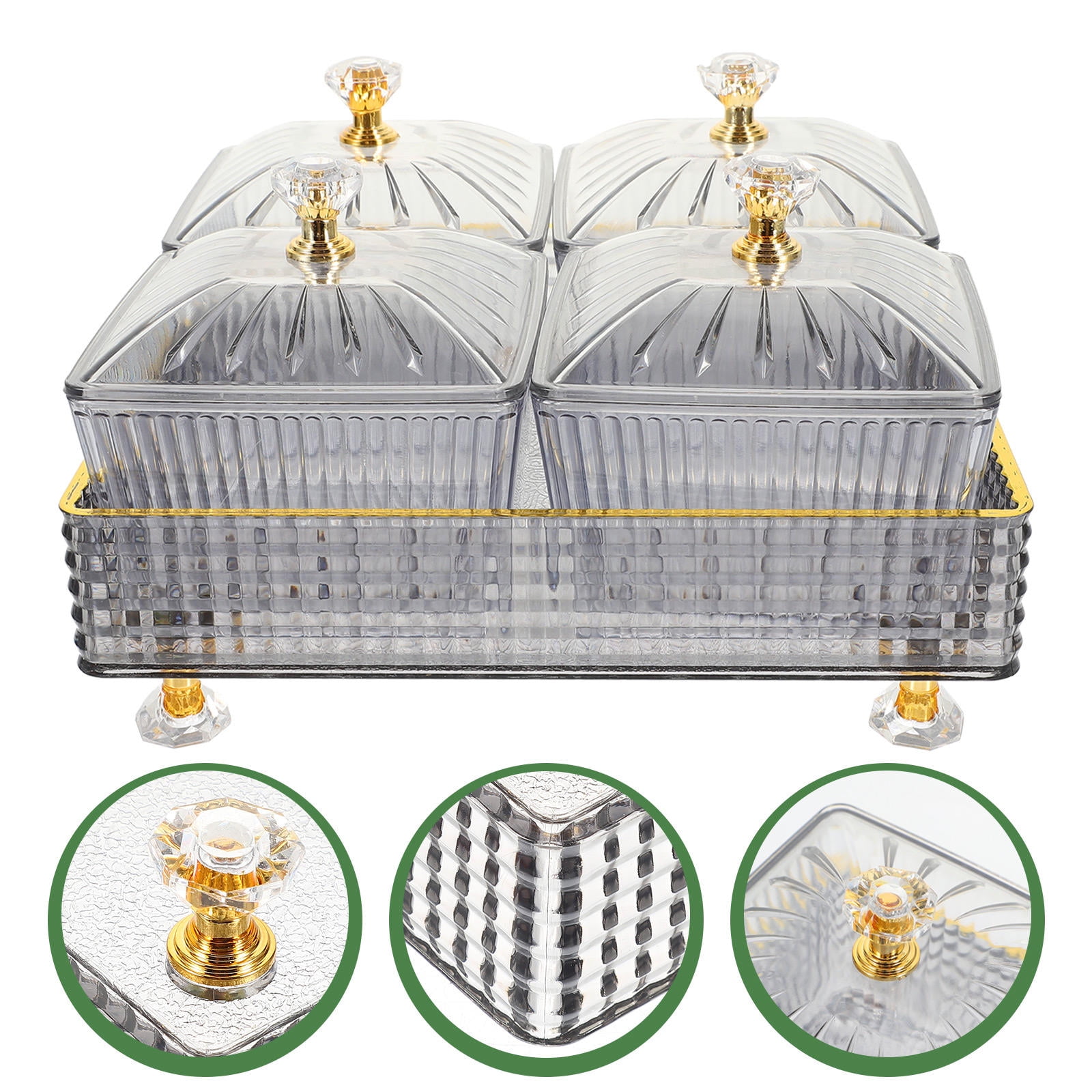 BESTYASH 1 Set of Divided Snack Tray with Lid Grey for Serving Snacks ...