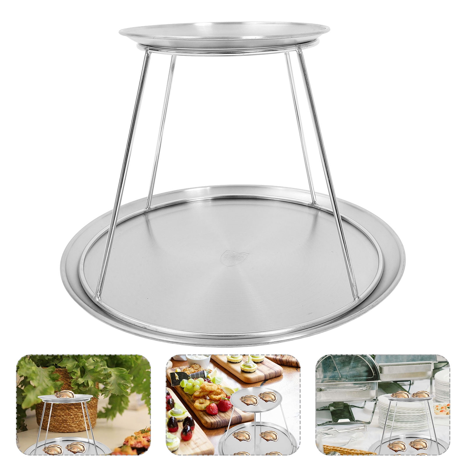 BESTYASH Silver Stainless Steel Plate for Displaying Cakes and Seafood ...