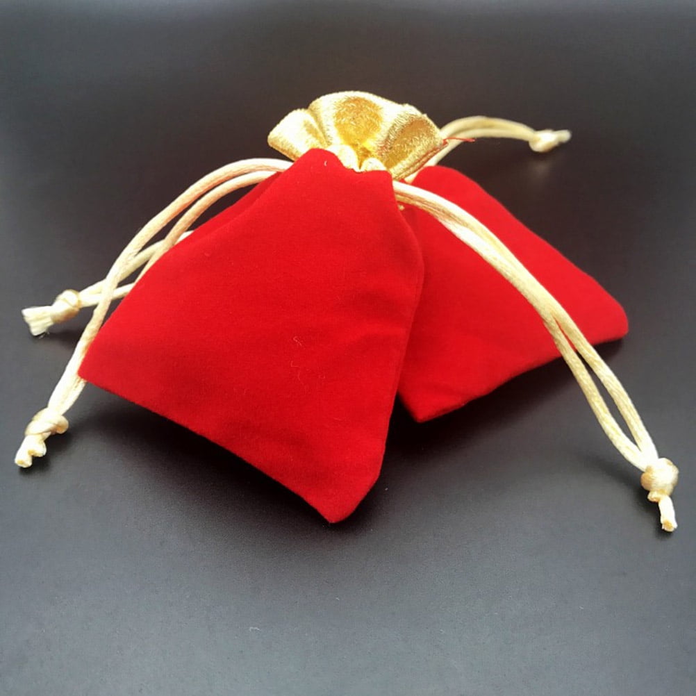 BESTYASH 10 Pcs Elegant Design Red Drawstring Jewelry Pouch Cloth Small ...