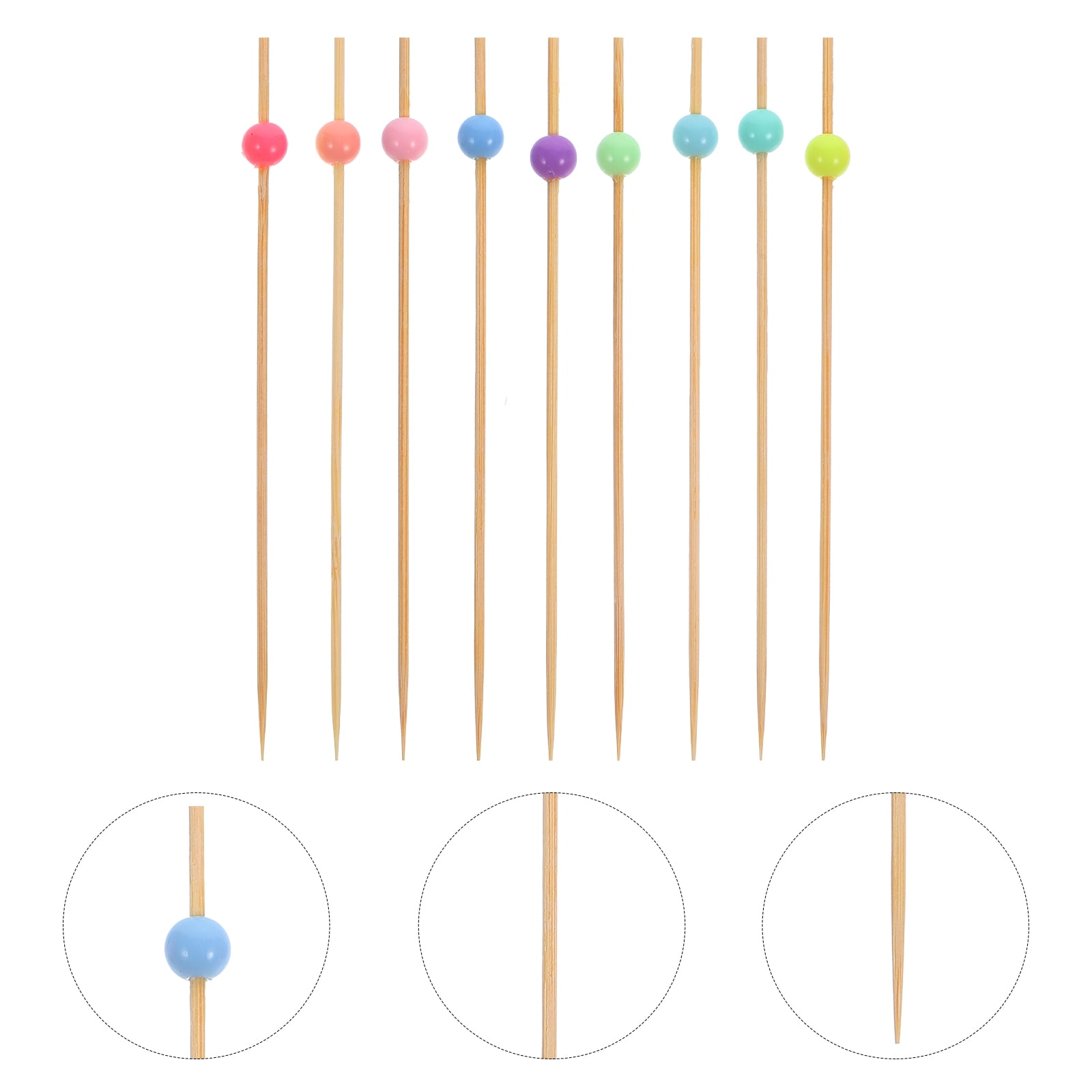BESTYASH 100Pcs Bamboo Fruits Picks Assorted Color Decorative Cocktail ...