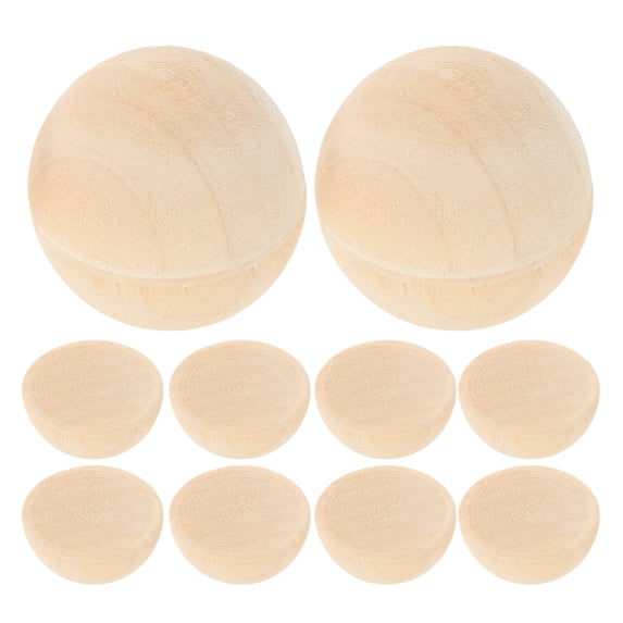 BESTYASH 100Pcs Loose Half Beads Wood Craft Beads Beige for DIY ...