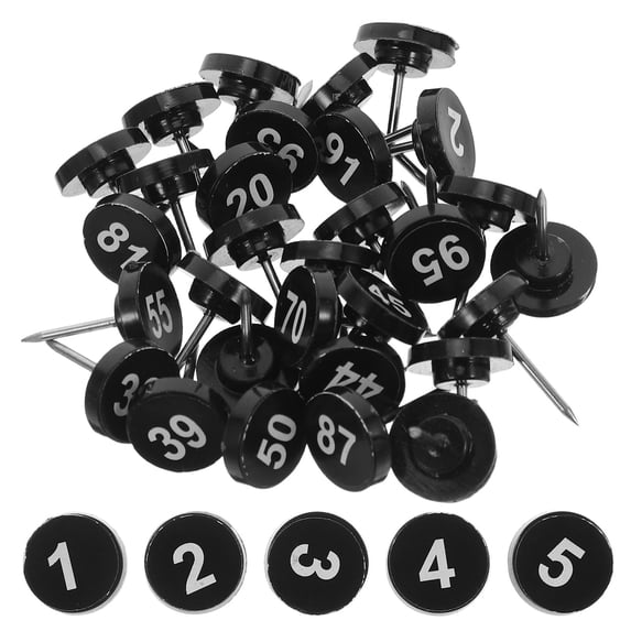 BESTYASH 100Pcs Numbered Black Push Pins for Map Marking Clear ...