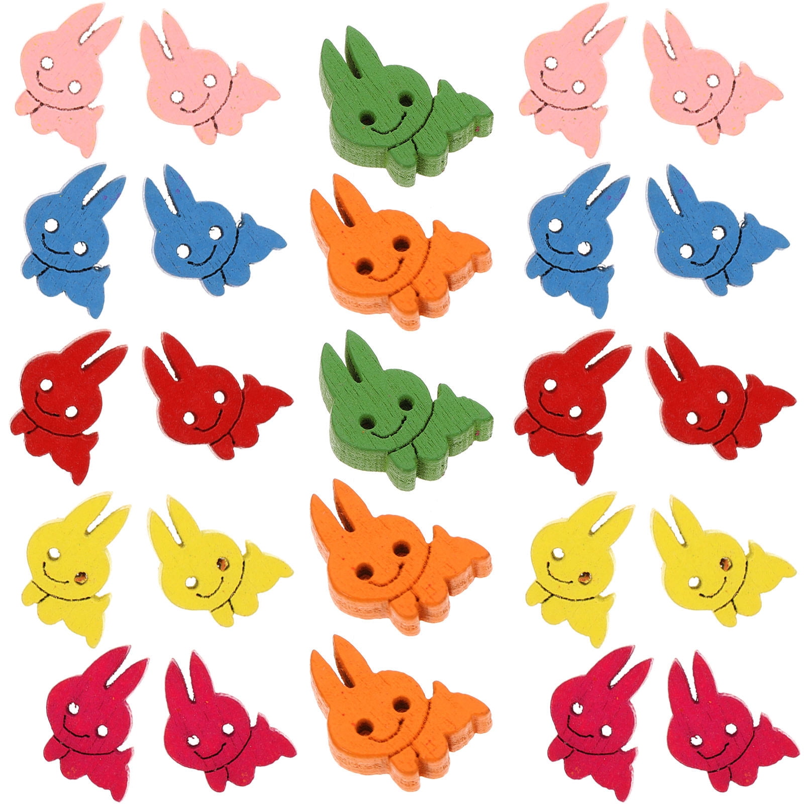 BESTYASH 100Pcs Rabbit Wooden Buttons Assorted Color Two Holes Durable ...