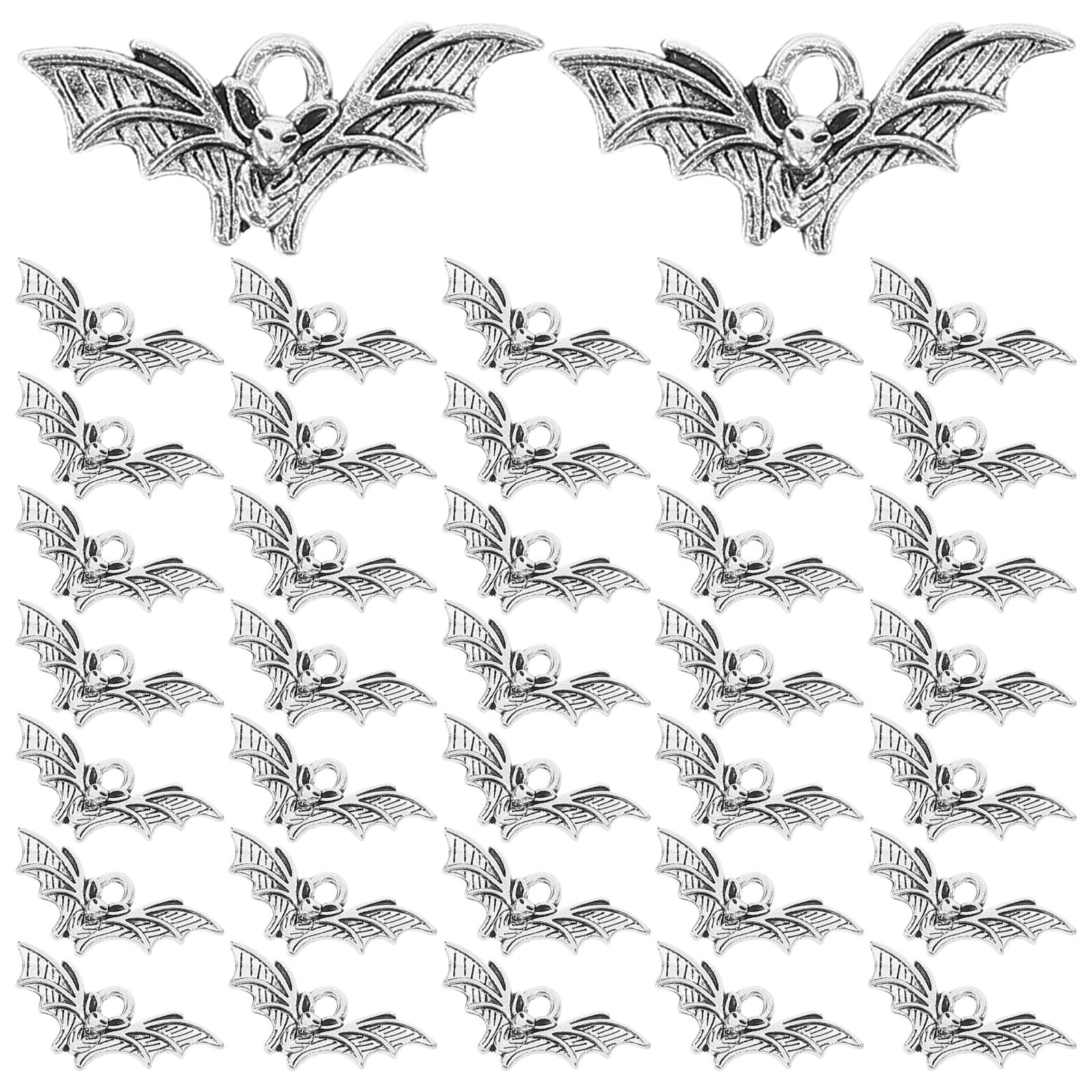 BESTYASH 100Pcs Retro Bat Charms Pendants Silver Zinc Alloy Crafting ...