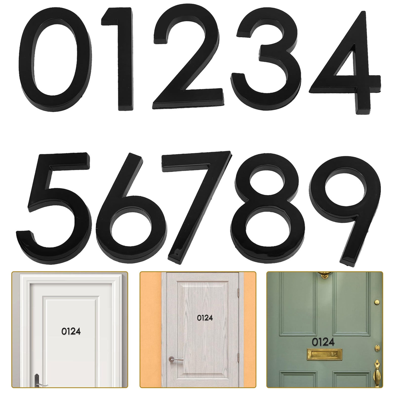 BESTYASH 10Pcs Black House Number Stickers Self-Adhesive 3D ABS Resin ...