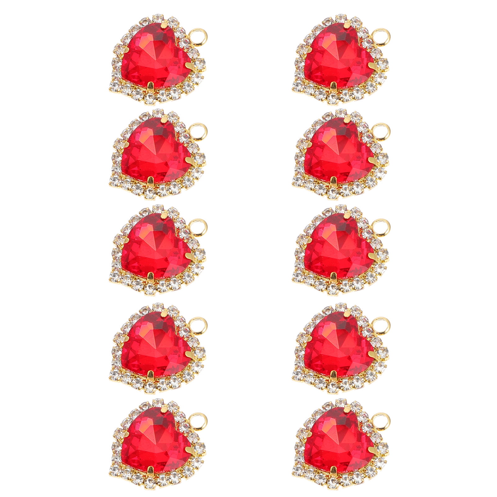 BESTYASH Red Heart Charms Alloy Crystal Embellishment DIY Jewelry Craft ...