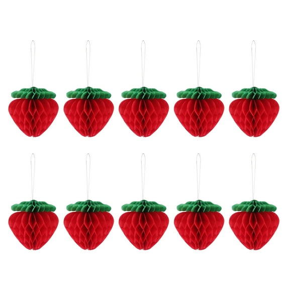 BESTYASH 10Pcs Red Honeycomb Strawberry Hanging Decorations Easy to ...