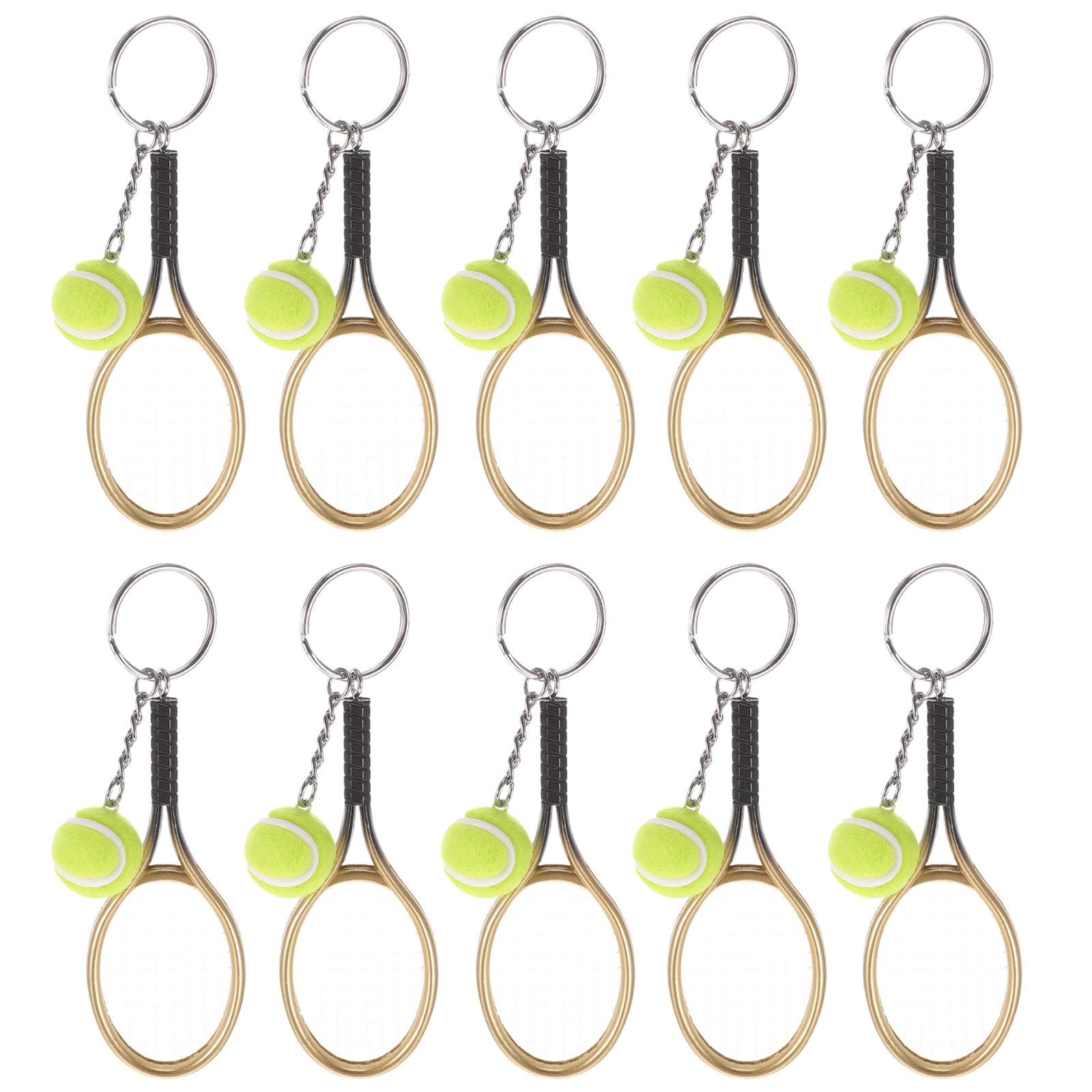 BESTYASH Golden ABS PVC Tennis Racket Keychain for Decoration Use 10Pcs ...