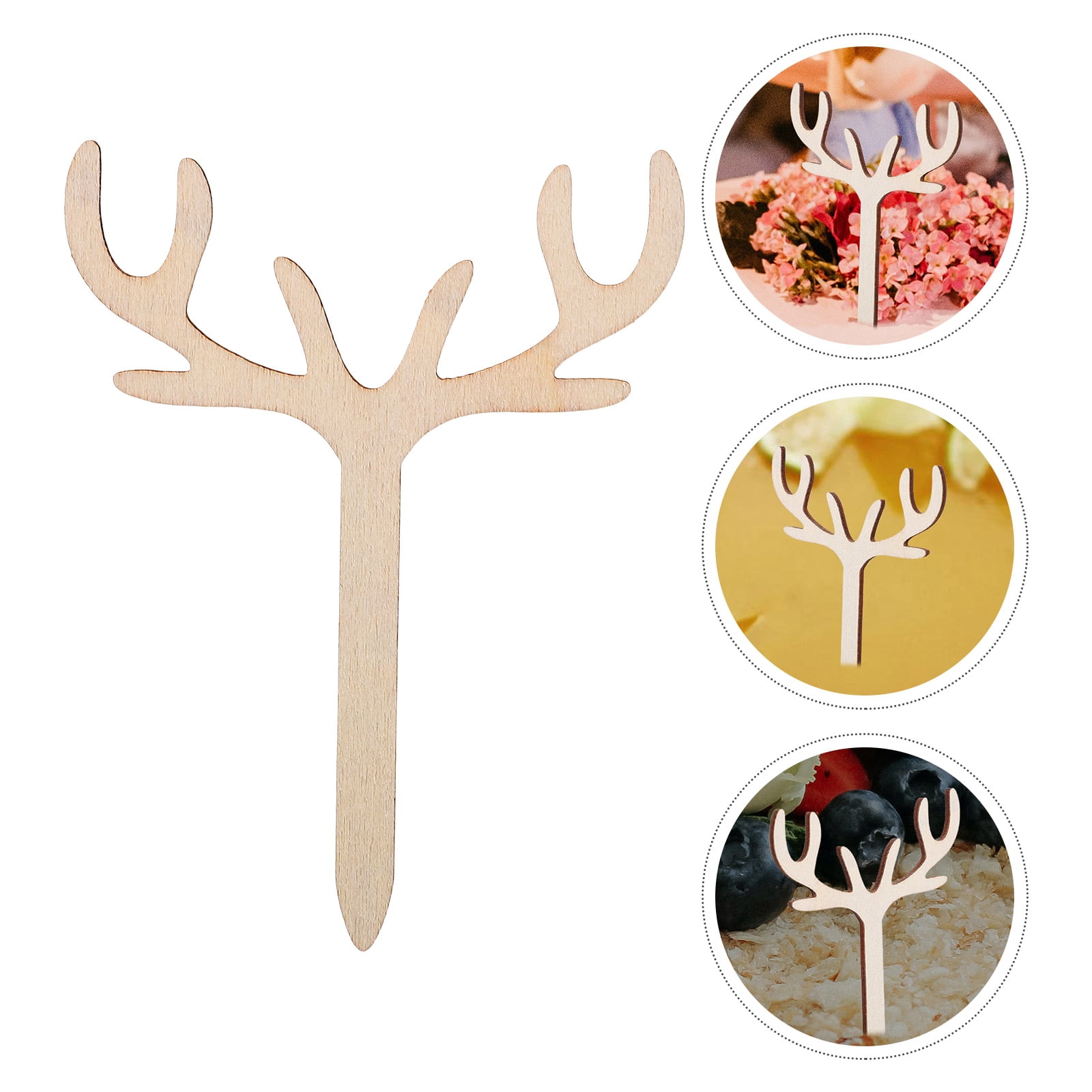 BESTYASH Cupcake Topper Deer Elk Cake Toppers Beige Wood 10Pcs ...