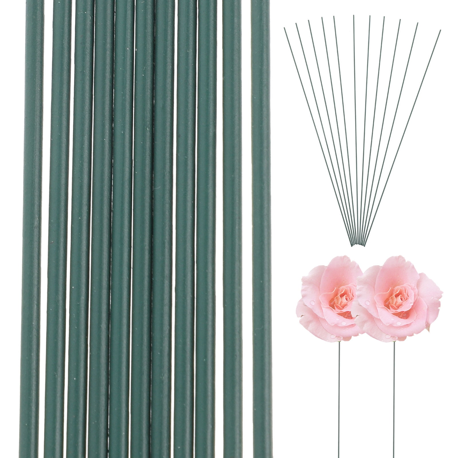 BESTYASH 11Pc Green Plastic Flower Rod Kit with Wire for Decorative ...