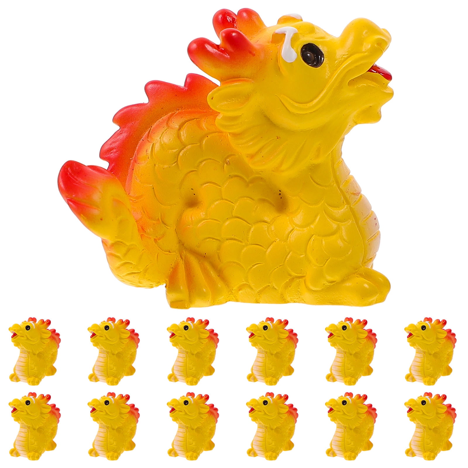 BESTYASH Set of 12 Yellow Resin Dragon Figurines for Home and Garden ...