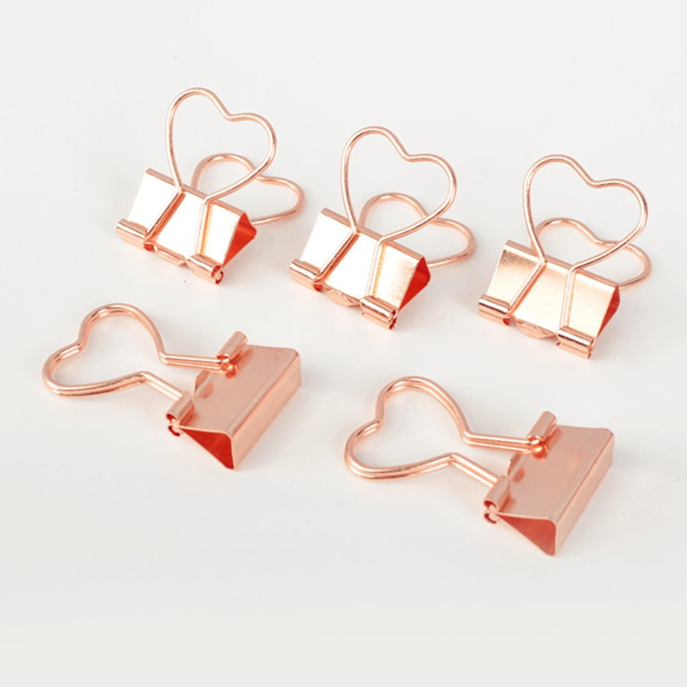 BESTYASH 12Pcs Metal Binder Clips Electroplated Rose Gold Heart Shaped ...
