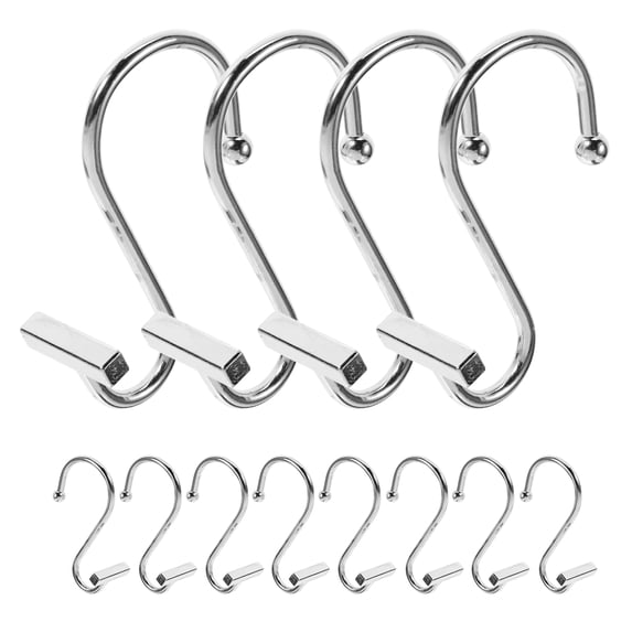 BESTYASH 12Pcs Metal Shower Curtain Hooks Plated Silver S Shape Design ...