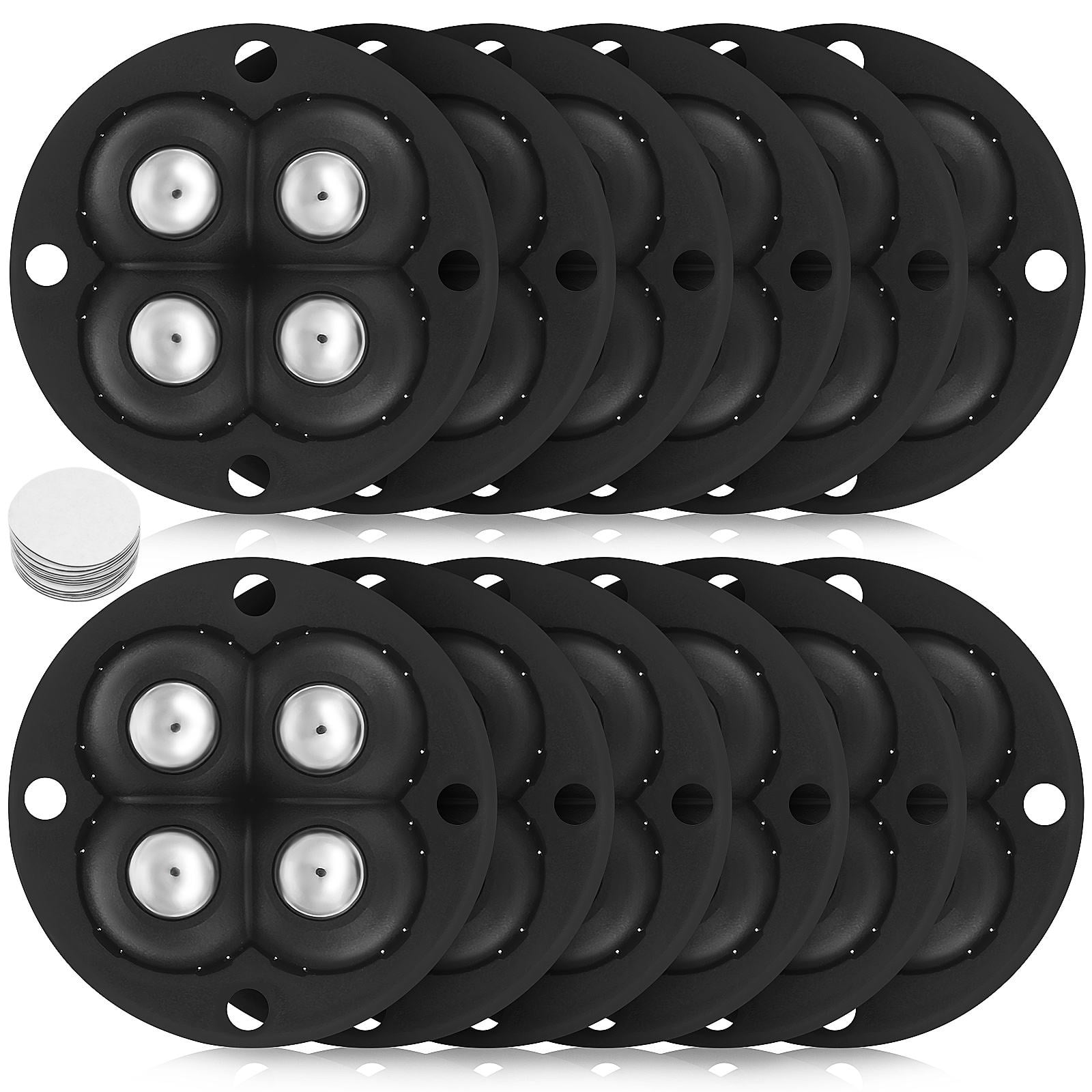 BESTYASH 12Pcs Peel and Stick Caster Wheels Black ABS for Furniture and ...