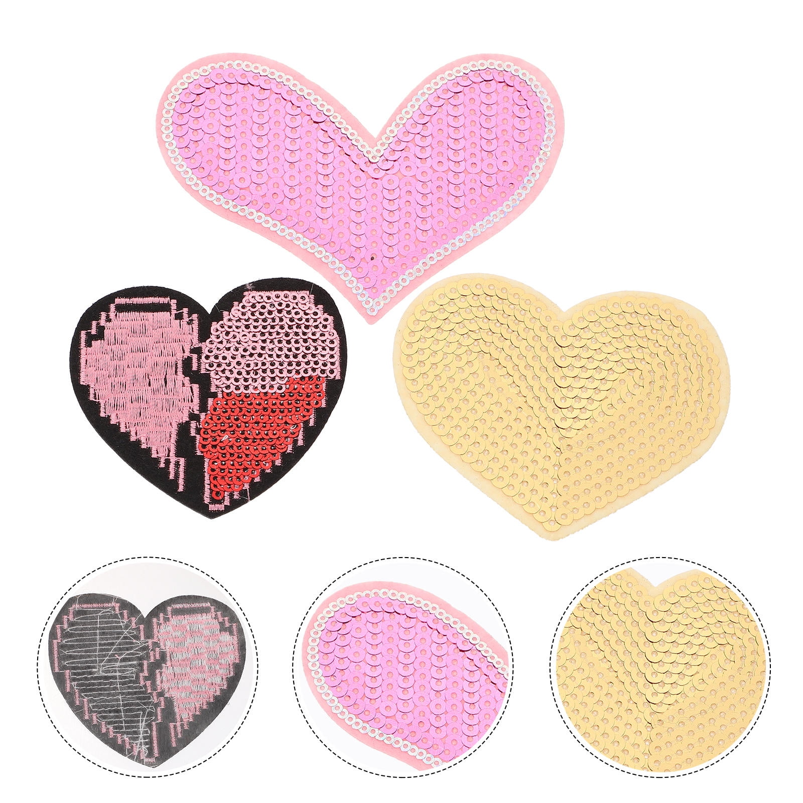 BESTYASH Heart Shape Applique Patches Assorted Color for Clothes Bags ...