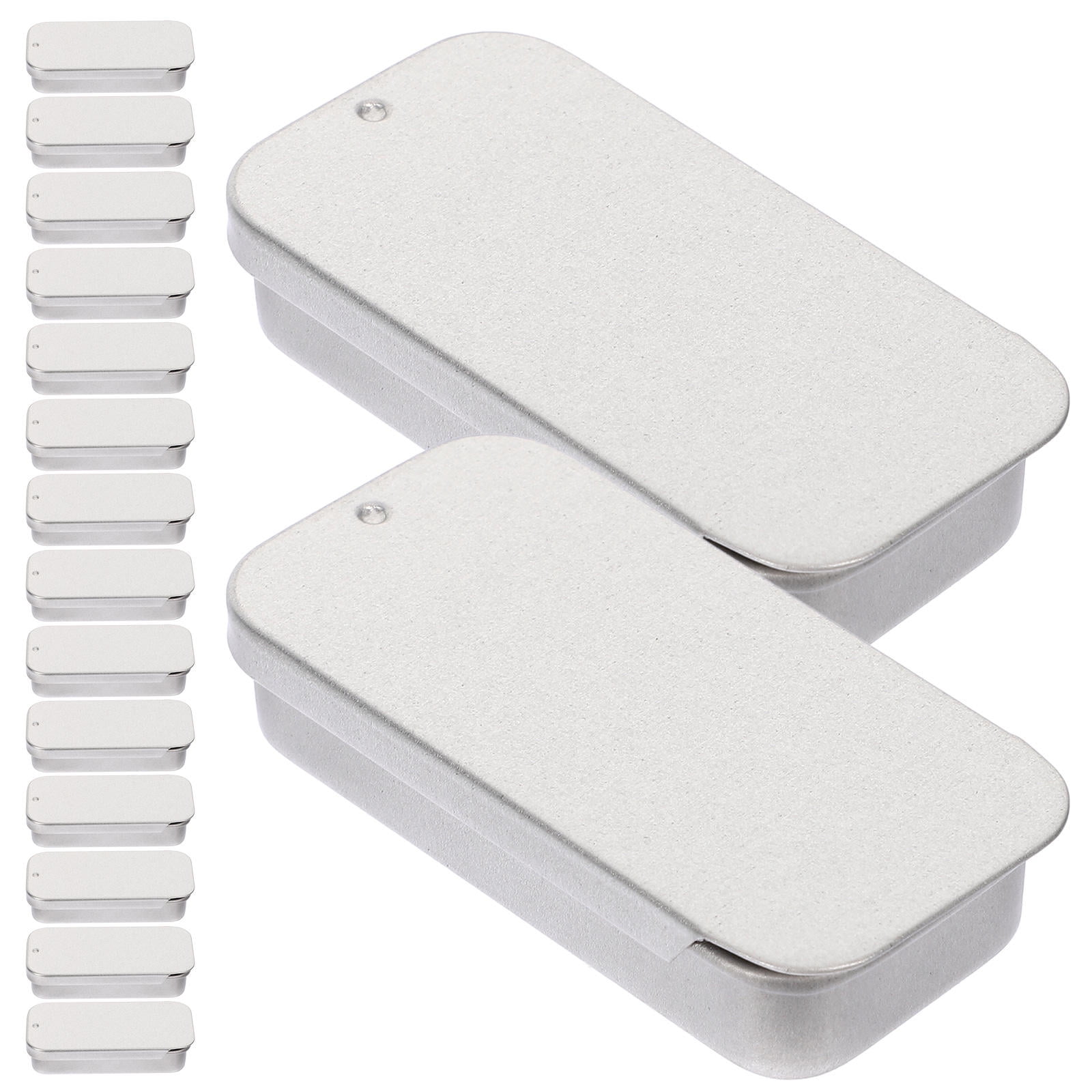 BESTYASH 16Pcs Portable Small Tin Containers Silver Metal with Sliding ...