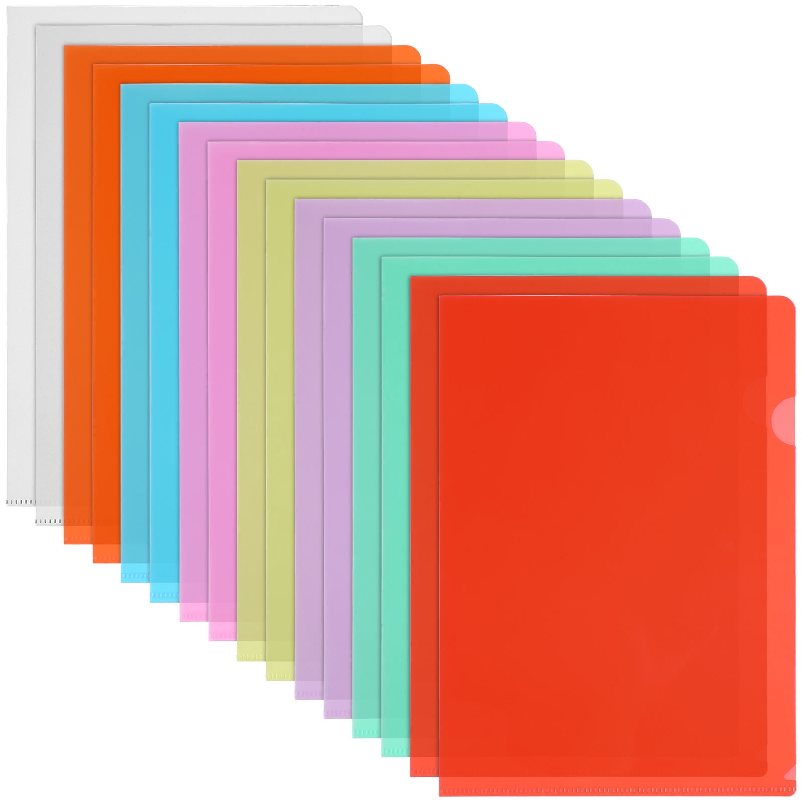 BESTYASH 16pcs Assorted Color Clear File Folders for Office Use Plastic ...