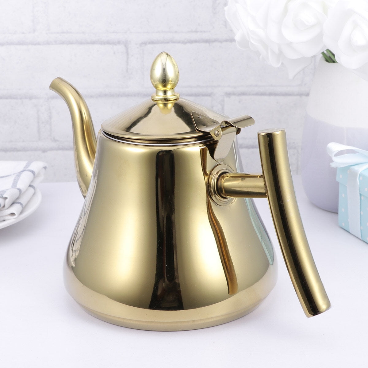 BESTYASH Stainless Steel Curved Handle Kettle 1-Pack for Tea Brewing ...