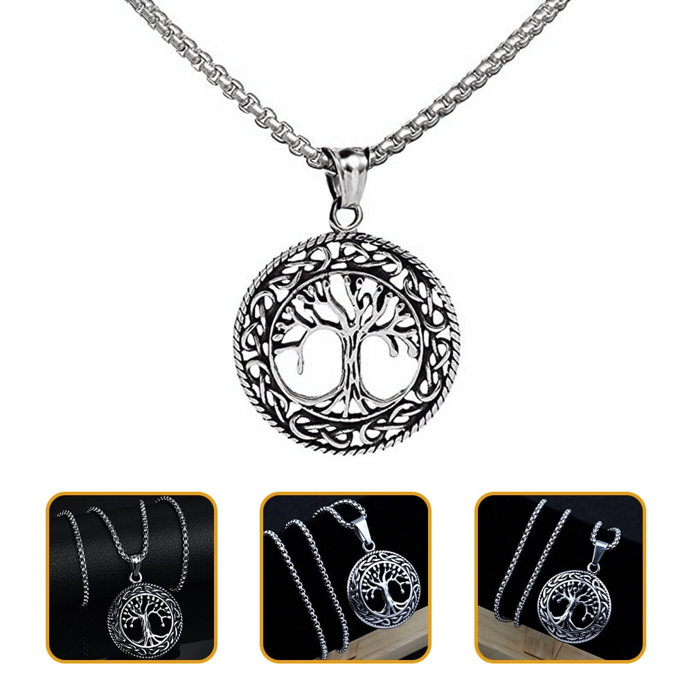 BESTYASH 1Pack Family Tree Pendant Necklace Silver Titanium Neck ...