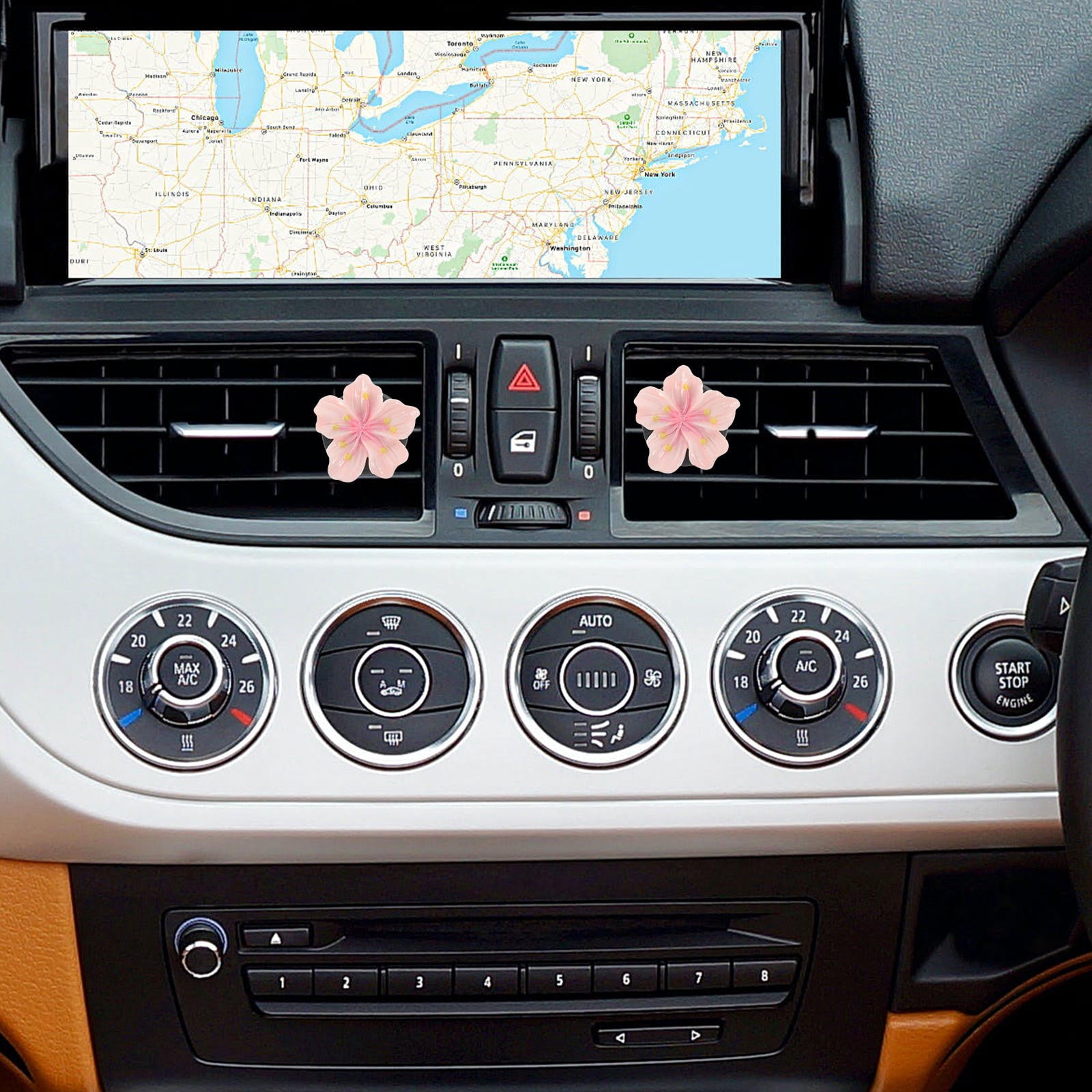 BESTYASH 1Pair Cute Pink Flower Car Vent Clip Plastic Car Air Freshener ...